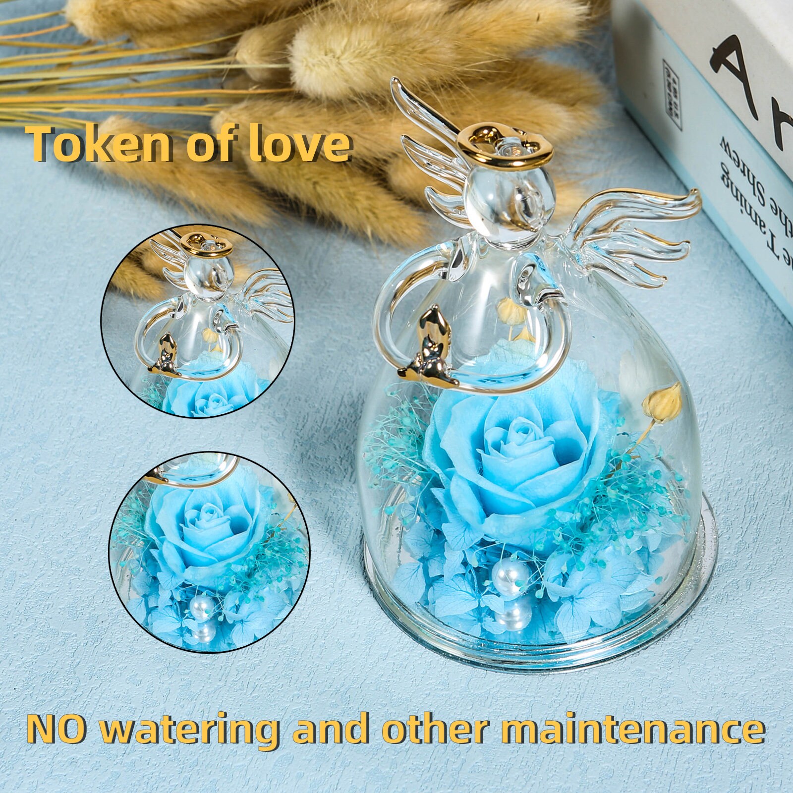 Handmade Preserved Light Blue Rose in Glass With Luxurious Packaging ...