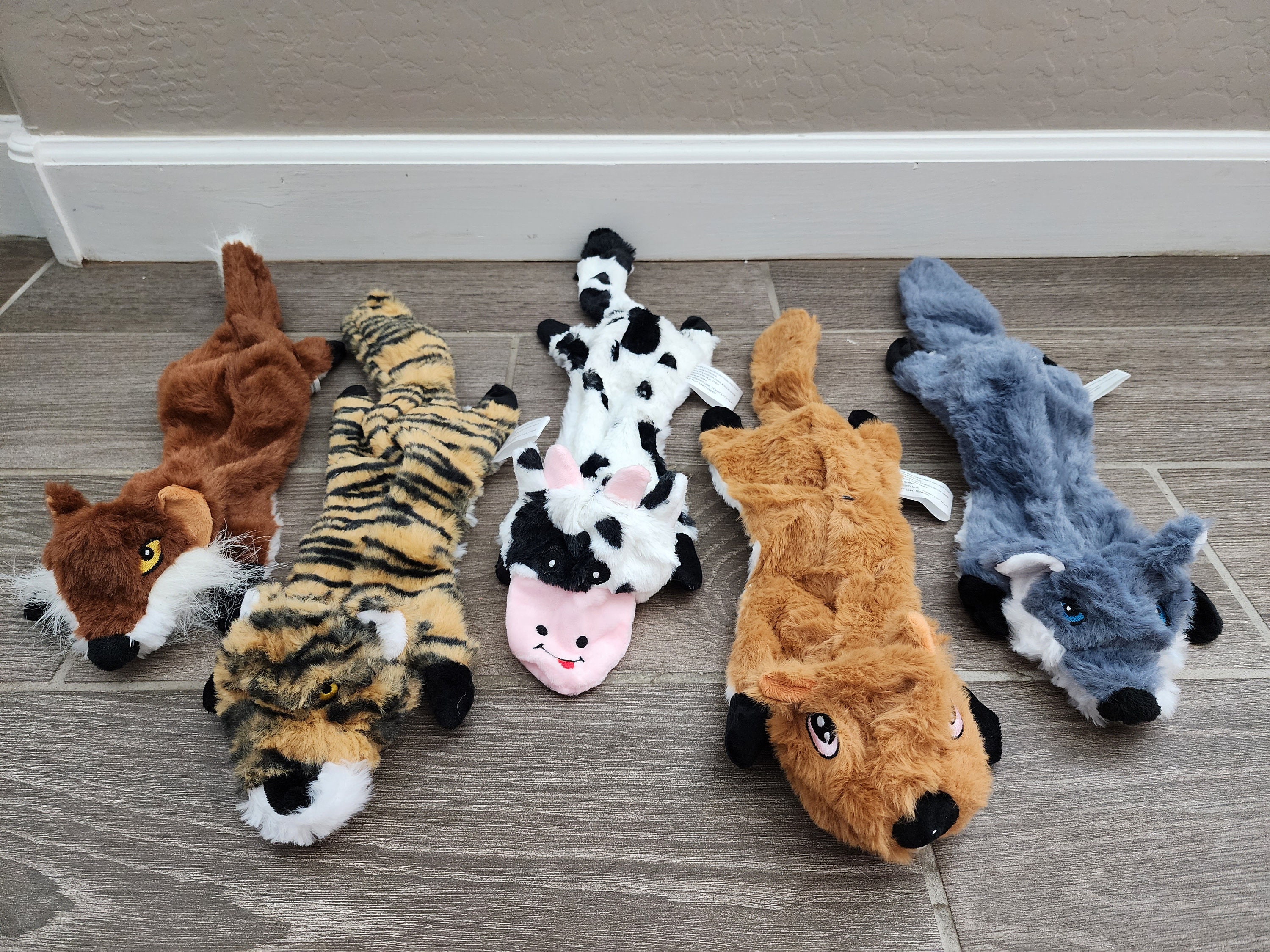 Dog Squeaky Toy 5 Pack, No Stuffing Plush Dog Chew Toy for Small Medium ...