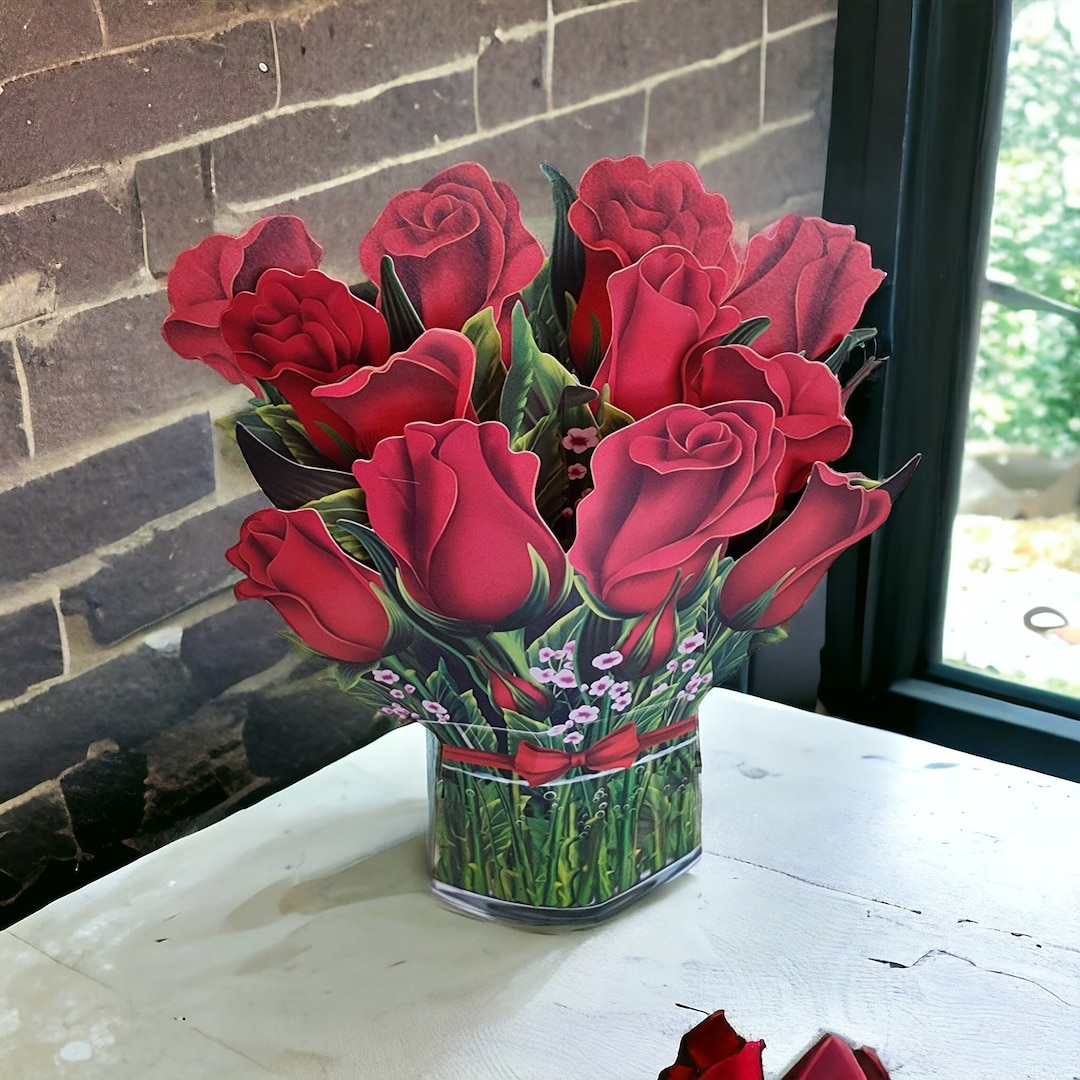 3D Pop-up Flower Card Valentine's, Birthday, Get Well, Boquet Card ...