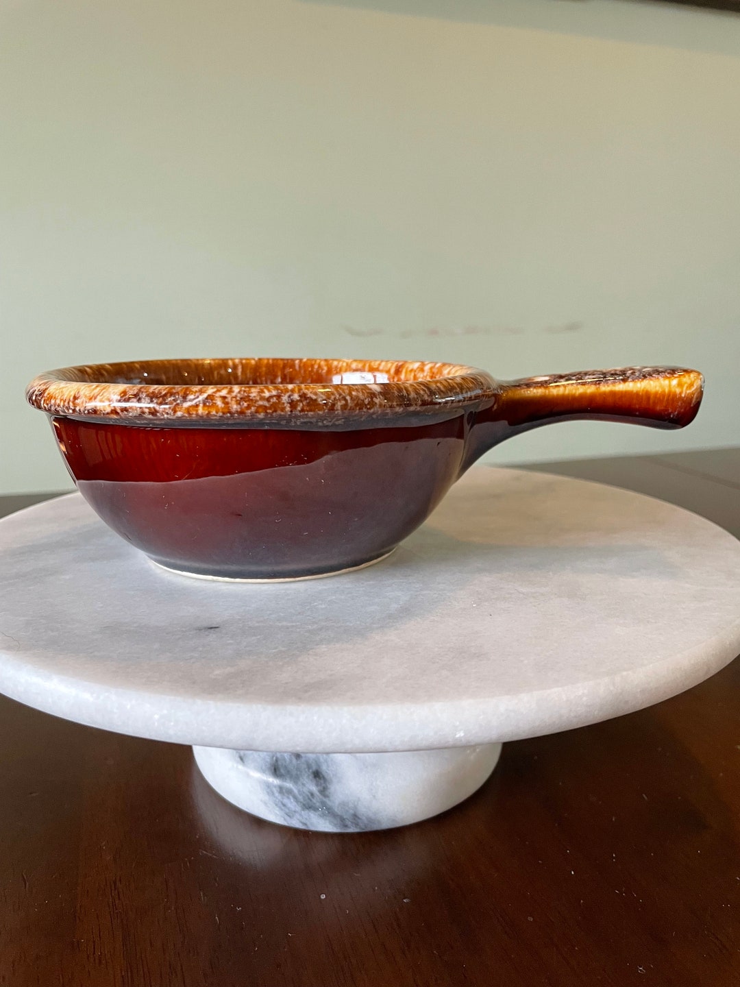 Vintage Hull Drip Pottery Bowl With Handle - Etsy