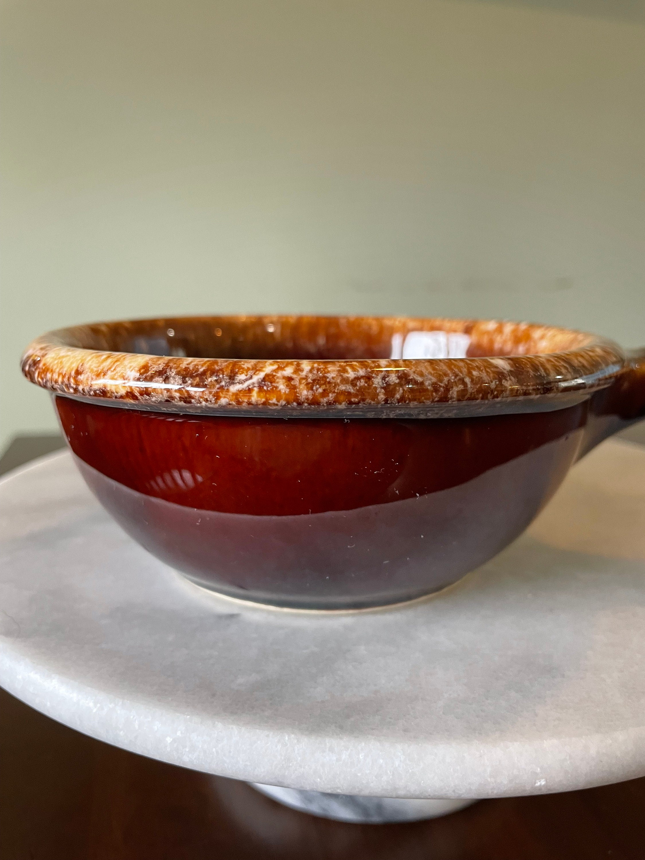 Vintage Hull Drip Pottery Bowl With Handle - Etsy