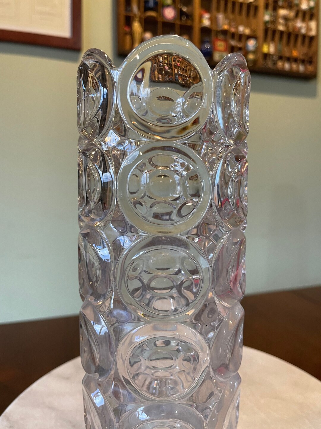 Vintage Coin Dot Tall Clear Glass Vase - Etsy
