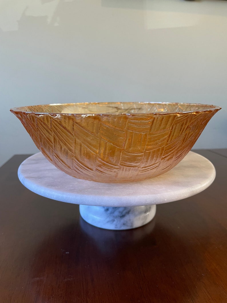 Carnival Glass Basket Weave Bowl
