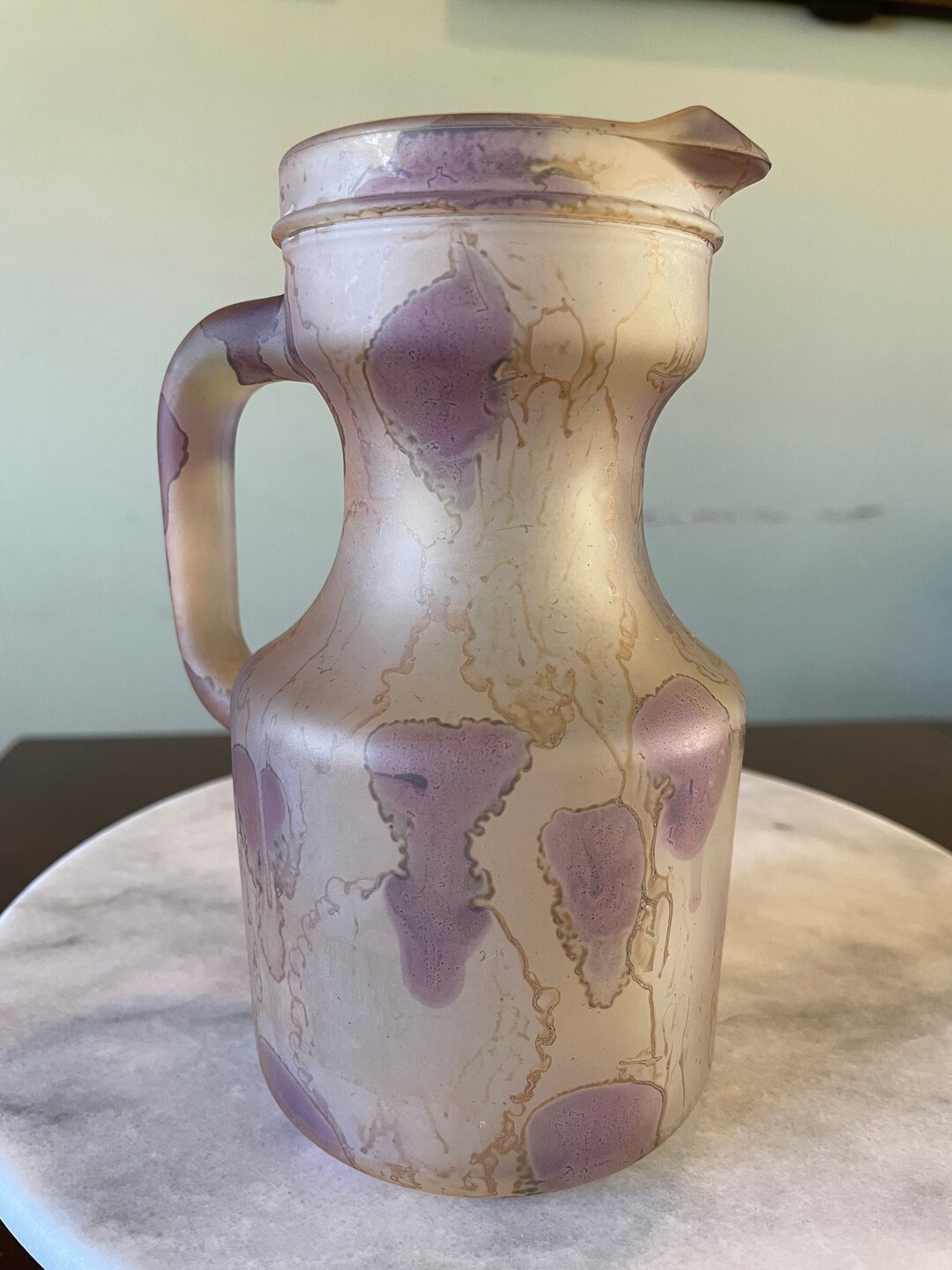 Vintage Ilanit Olamtov Hand-painted Frosted Glass Pitcher - Etsy