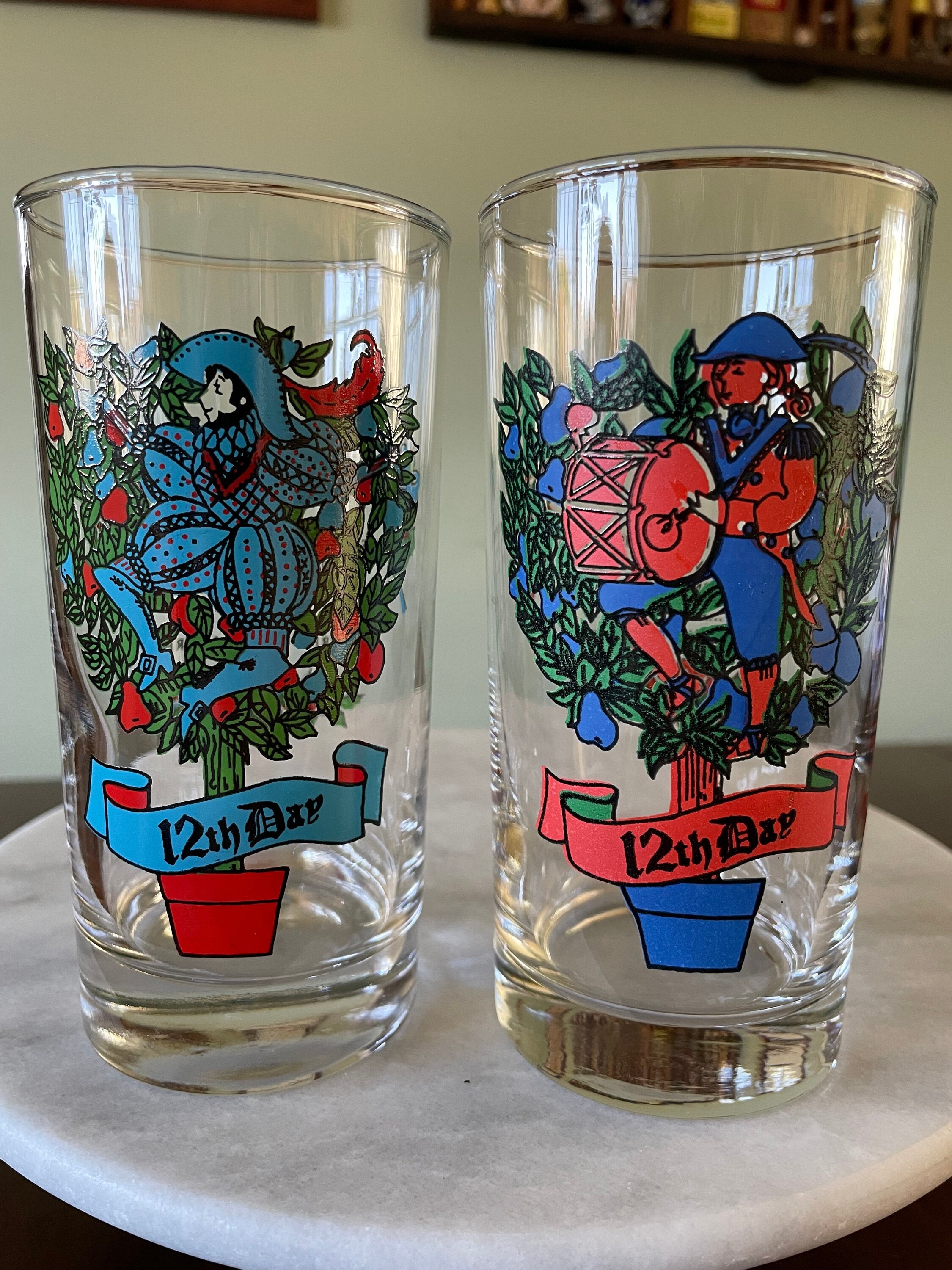 Vintage Twelve (12) Days of Christmas Glasses - Etsy