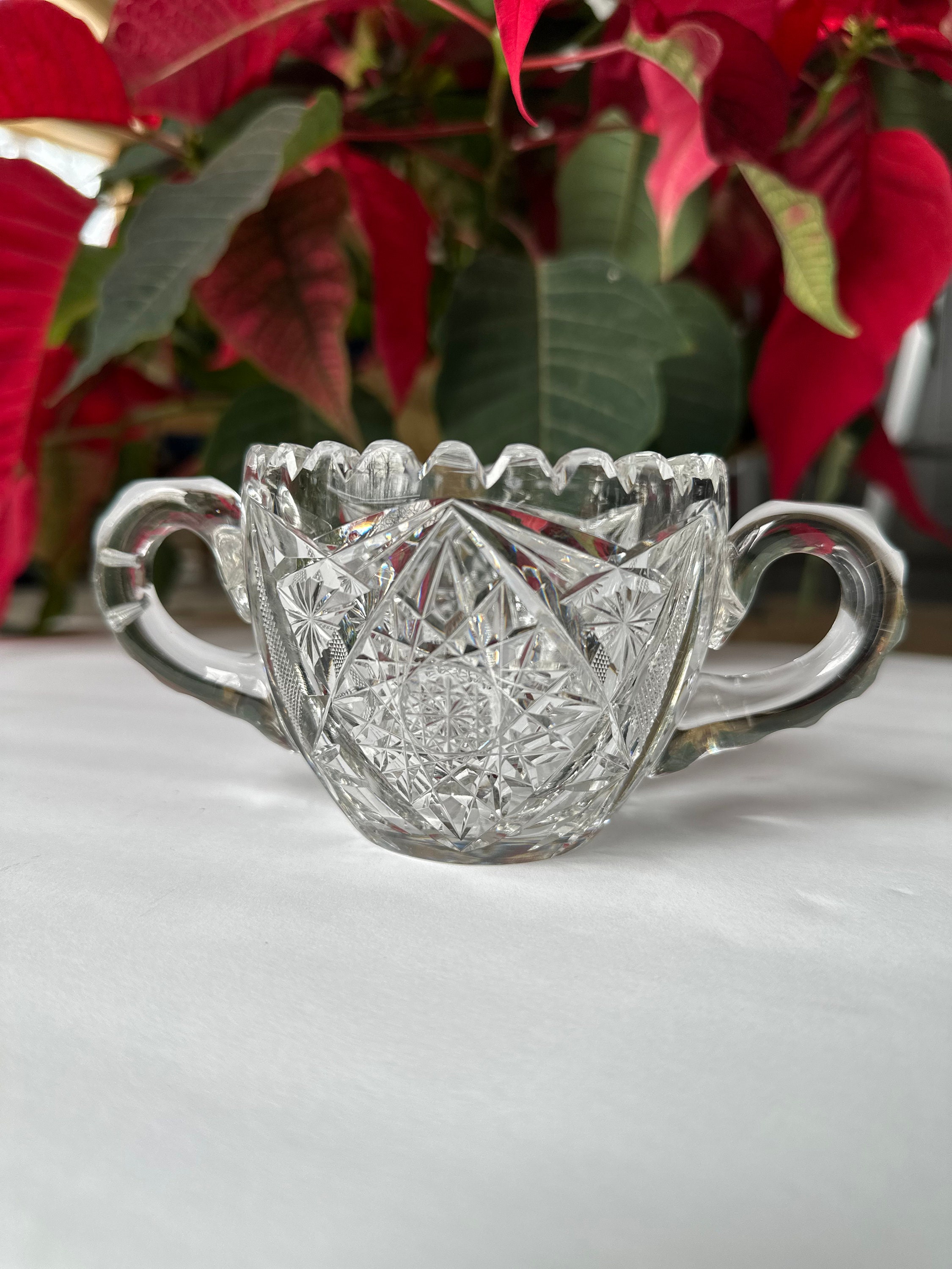 Antique American Brilliant Period Cut Crystal Glass Sugar Creamer Set ...