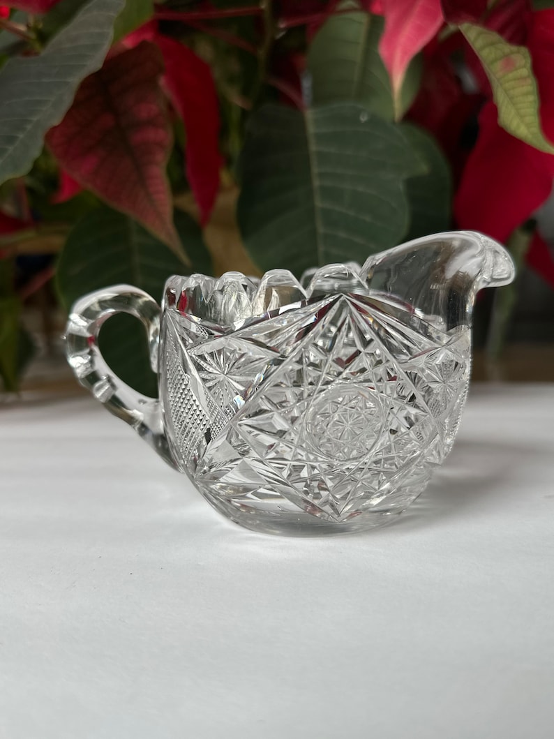 Antique American Brilliant Period Cut Crystal Glass Sugar Creamer Set ...