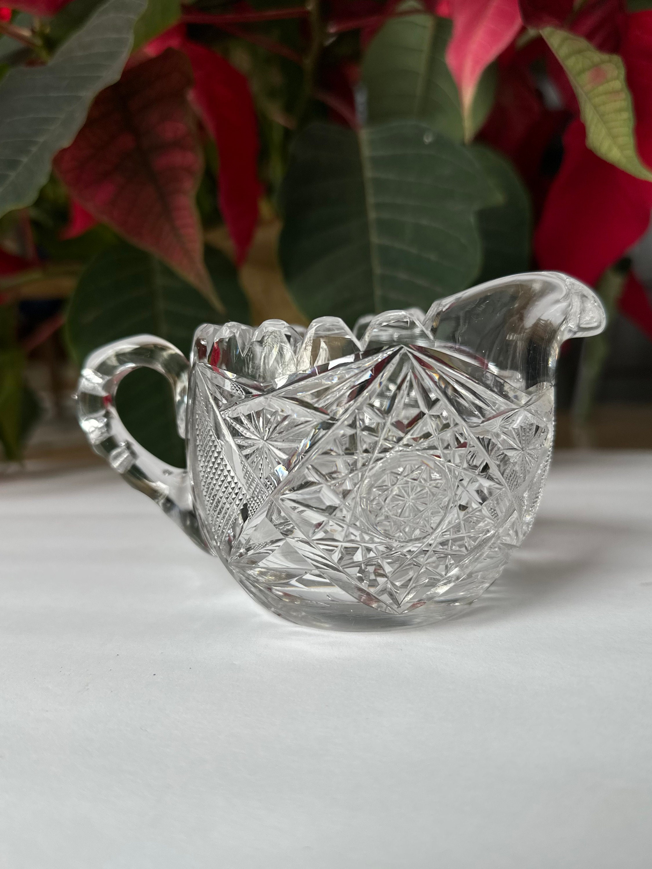 Antique American Brilliant Period Cut Crystal Glass Sugar Creamer Set ...
