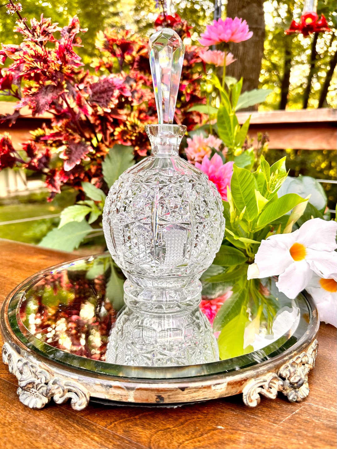 Mid 20th Century Round Cut Glass Decanter - Etsy
