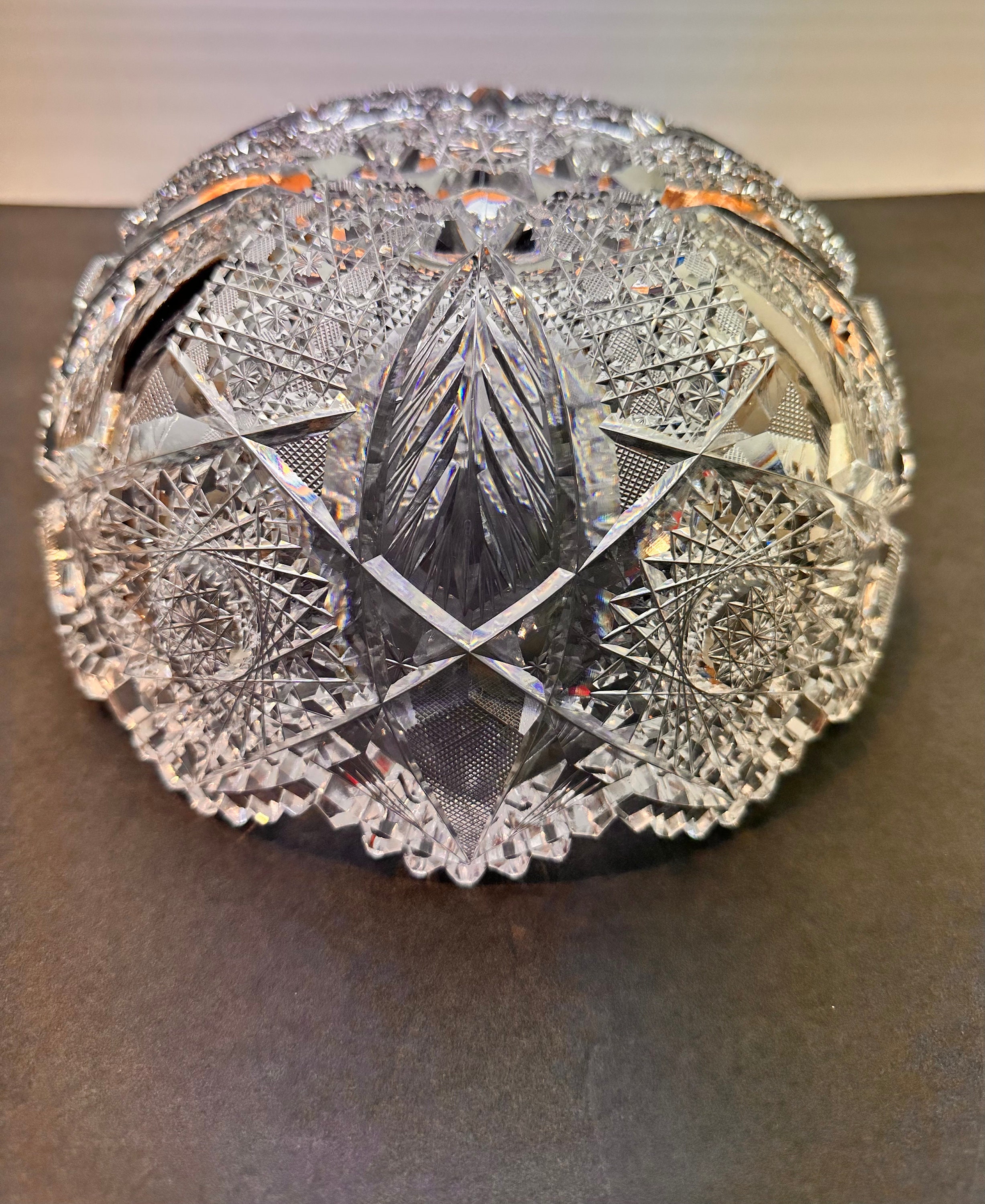 Antique 1904 Crystal Serving Bowl American Brilliant Period Shotton ...