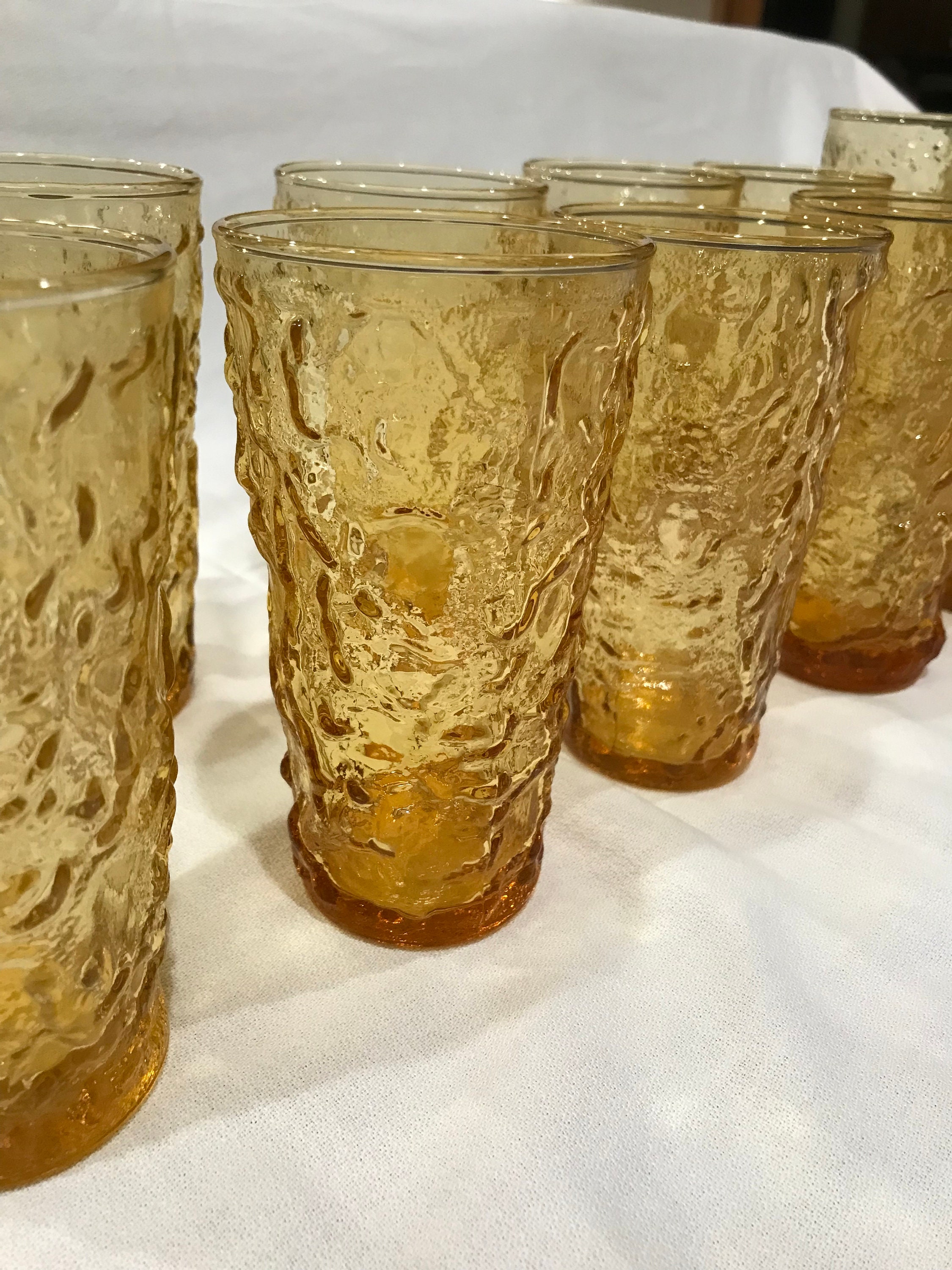 Mid Century Modern Anchor Hocking Crinkle Glass Set of 18 - Etsy