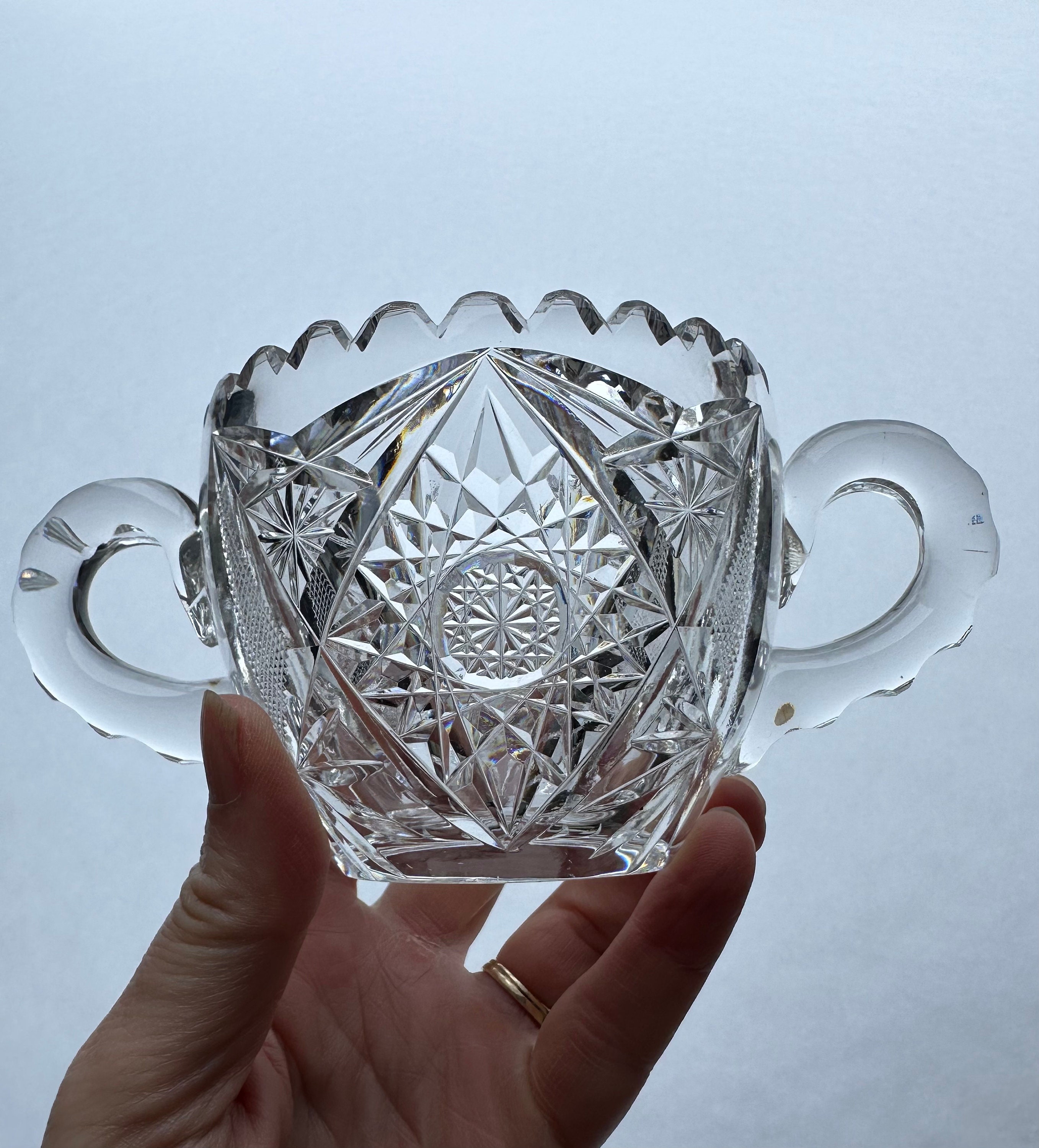 Antique American Brilliant Period Cut Crystal Glass Sugar Creamer Set ...