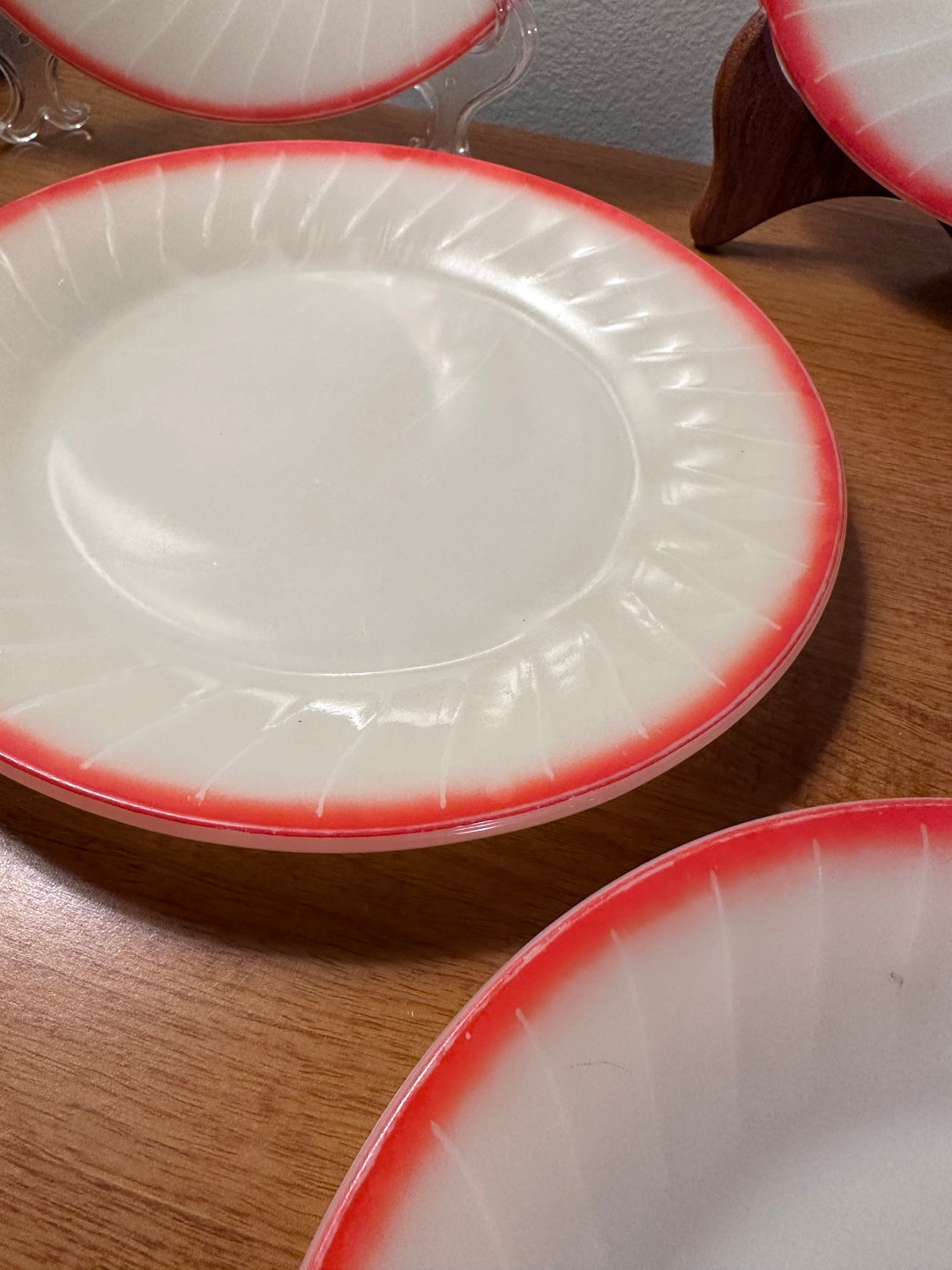 Fire King Sunrise Swirl Plates Set of 5 FREE SHIPPING - Etsy