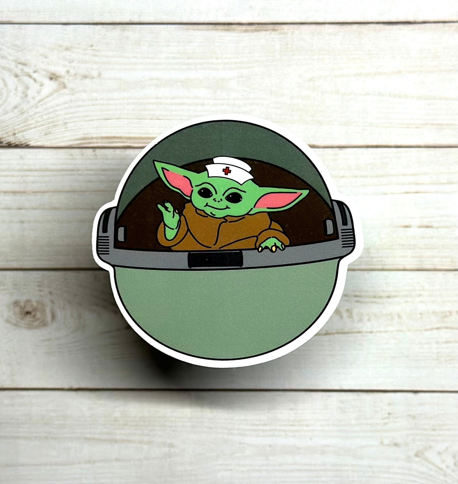 Baby Yoda With Nurse Hat Die Cut Sticker RN Sticker LPN Sticker Disney ...