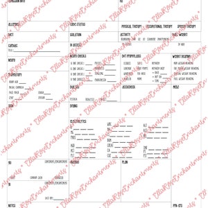 Ortho RN Report Sheet: Detailed Assessment (digital Download) - Etsy