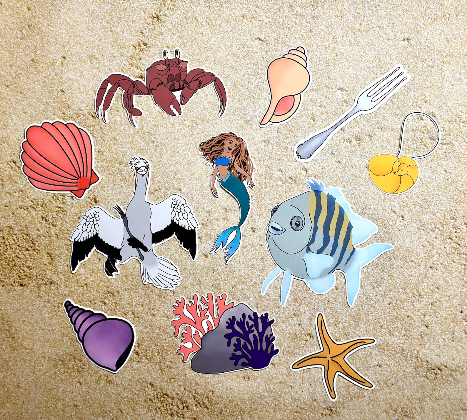 The Little Mermaid Sticker Pack Beach Stickers Disney - Etsy