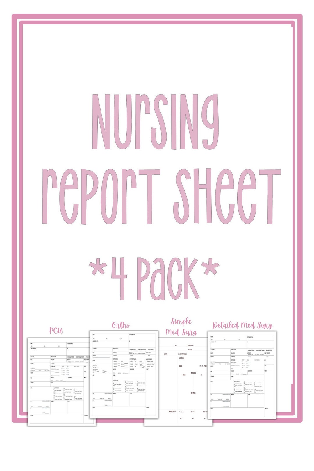 Nursing Report Sheet 4-pack: RN Shift Organizer (digital Download) - Etsy