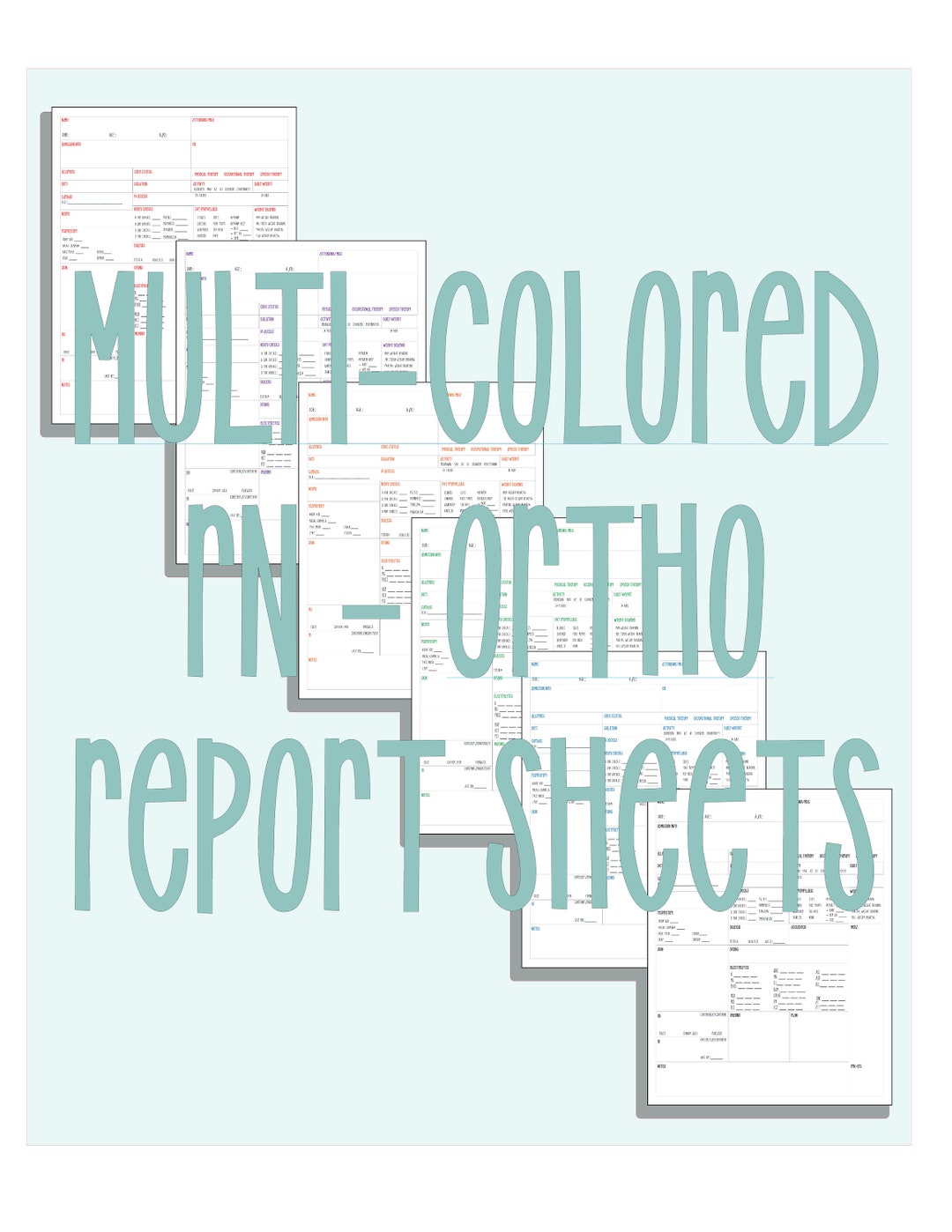 Ortho RN Report Sheets: Multicolored Nursing Assessment (digital ...