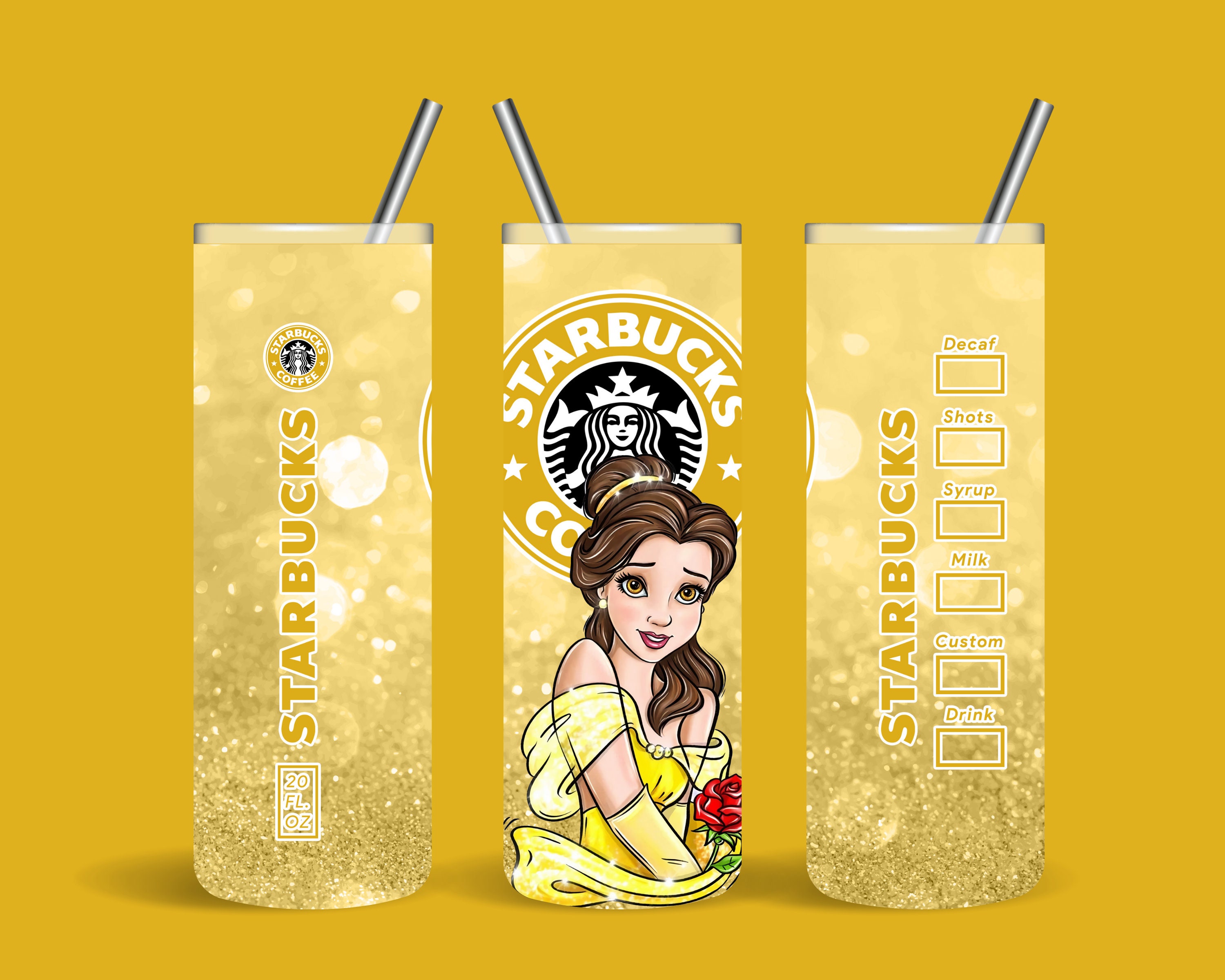 Disney Princess Starbucks Tumbler Ariel Tiana Moana - Etsy