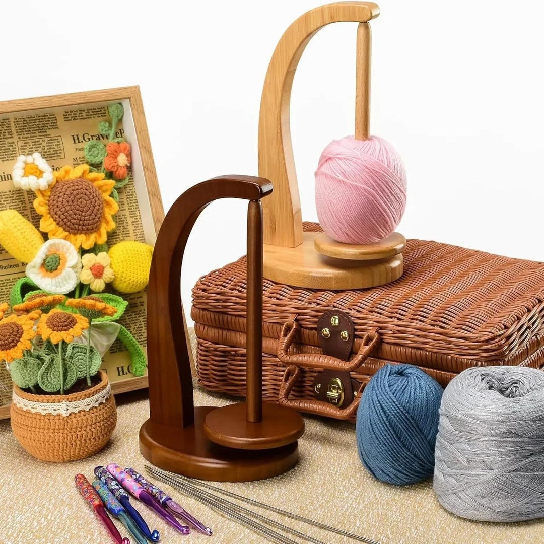 Yarn Holder, Magnetic Wooden Yarn Feeder for Knitting & Crochet ...