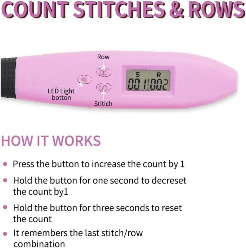 Row Digital Counter With LED Light Include 17-piece Crochet Hook Set ...