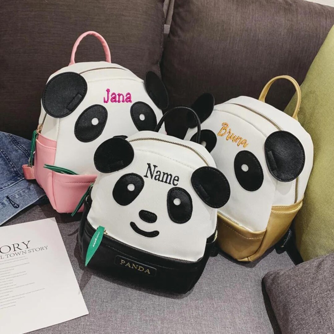 Personalized Panda Backpack, Embroidered PU Leather Toddler Bag - Etsy