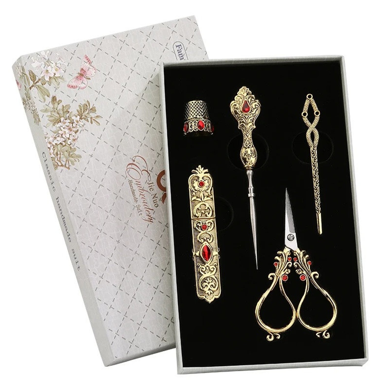 Vintage European-style Tailor Sewing Scissors Kit With Thimble and ...