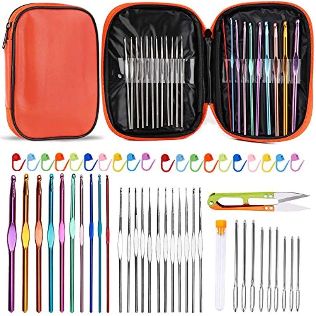 54PCS Crochet Needles Set Crochet Hooks Kit Ergonomic Knitting Needles ...