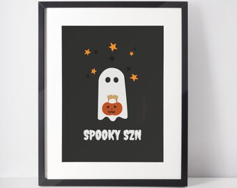 Hand Painted Halloween Ghost Art Digitalize Design Halloween - Etsy