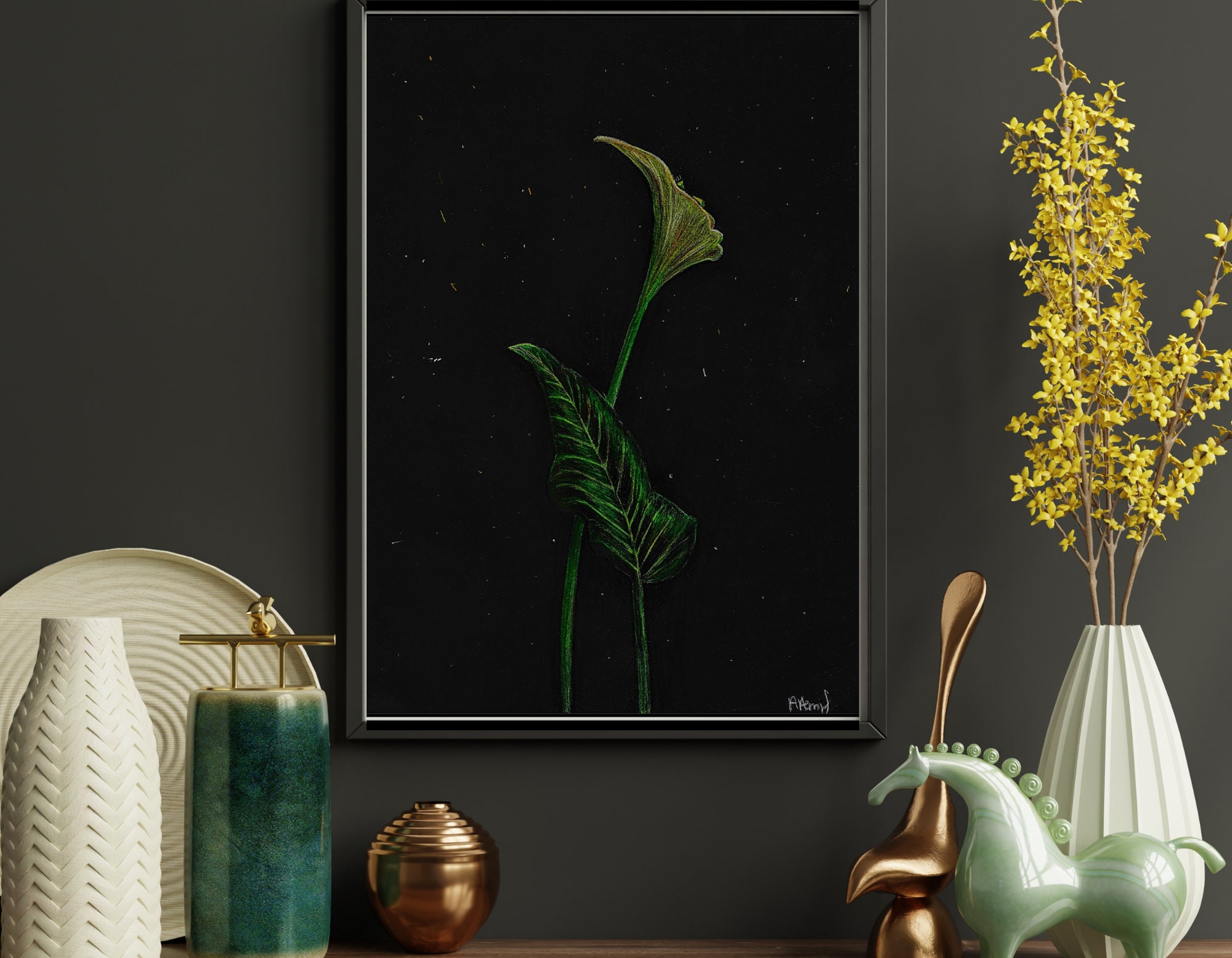 Moonflower Color Pencil Drawing Print Hidden Image Face in - Etsy