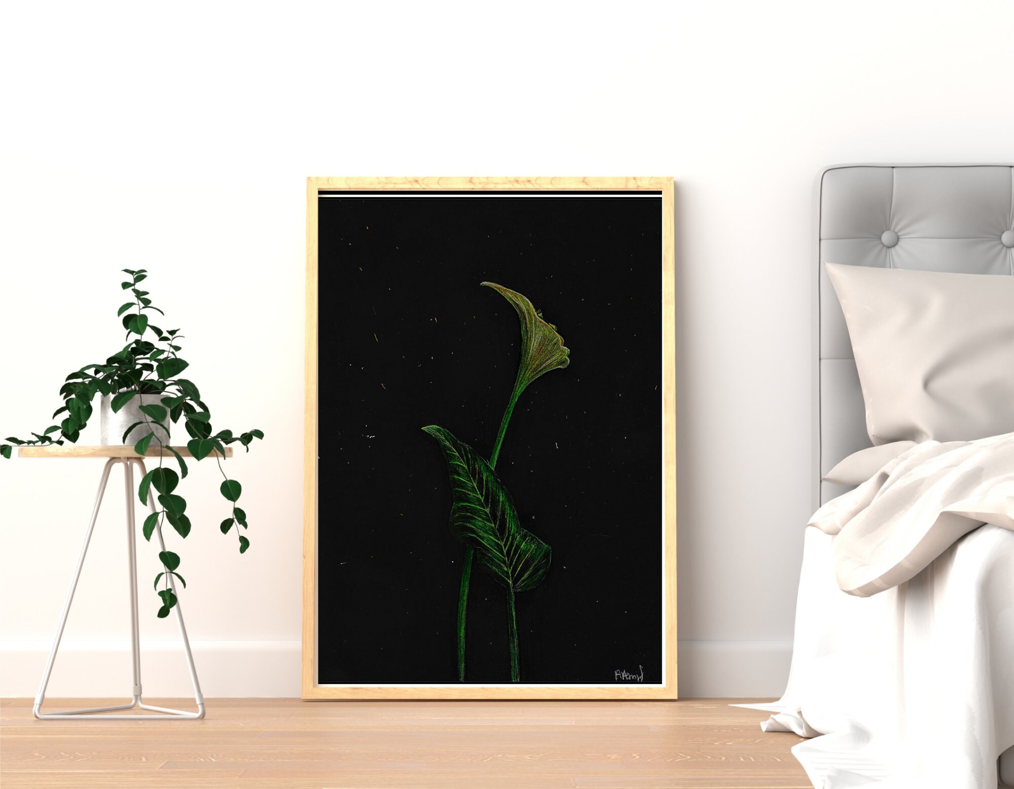 Moonflower Color Pencil Drawing Print Hidden Image Face in - Etsy