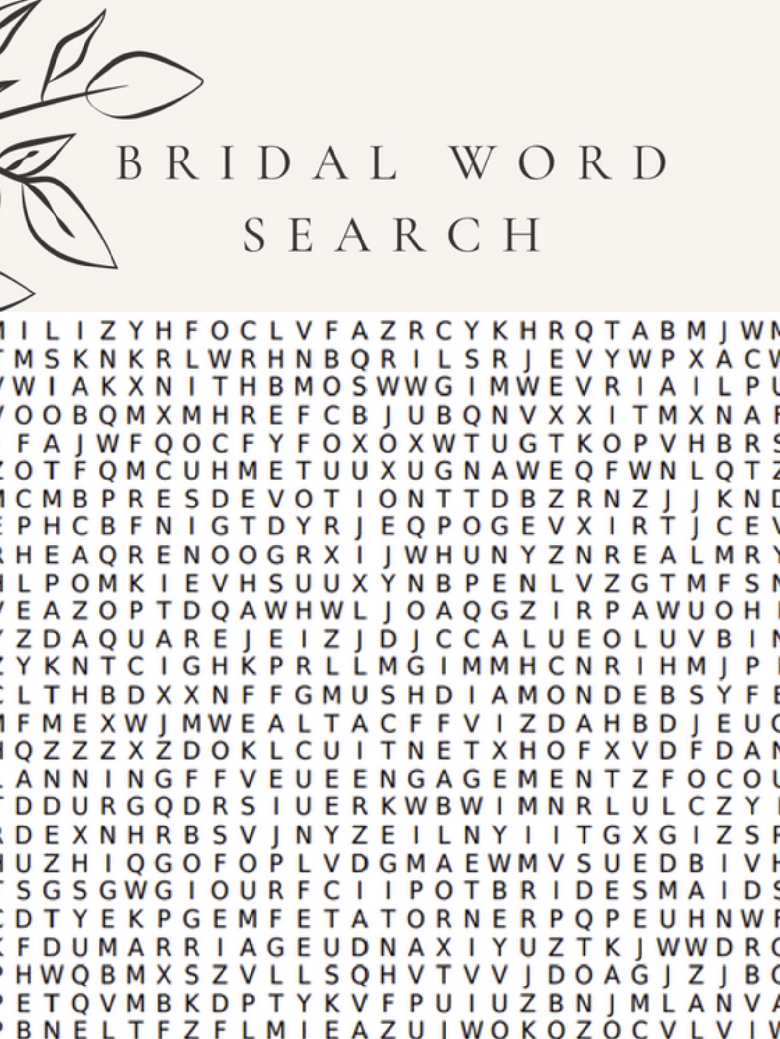 Bridal Shower Word Search Game (digital Download) - Etsy