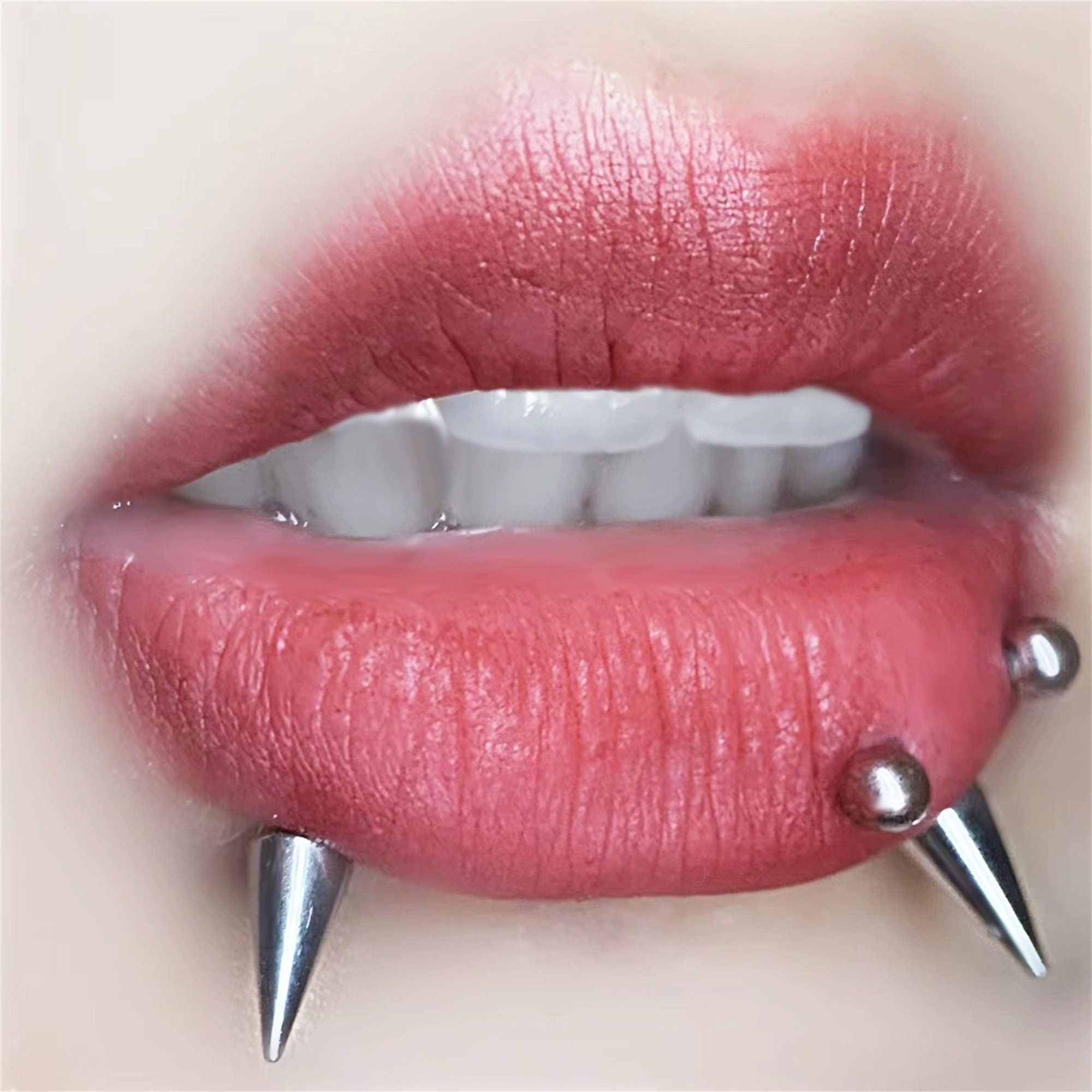 Gothic Rivet Labial Stud Punk Demon Teeth Lip Stud Double - Etsy