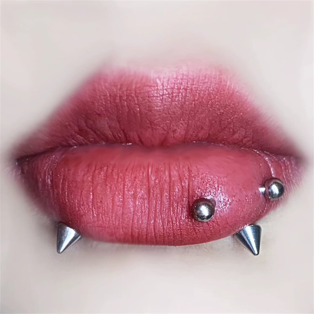 Gothic Rivet Labial Stud Punk Demon Teeth Lip Stud Double - Etsy