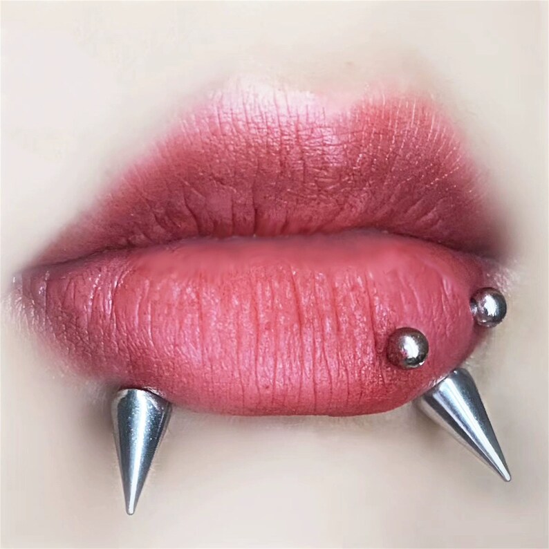 Gothic Rivet Labial Stud Punk Demon Teeth Lip Stud Double - Etsy