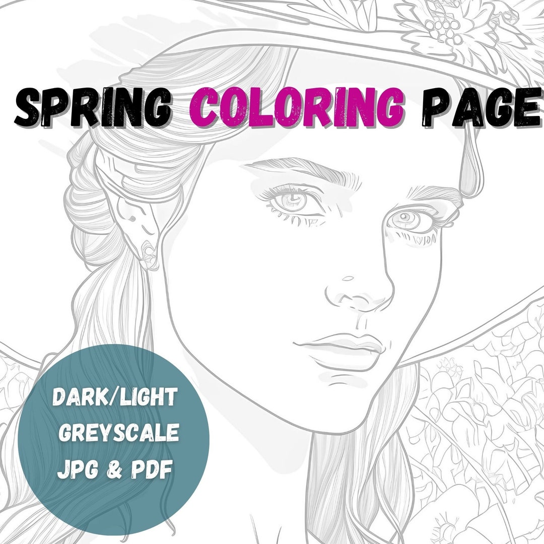 Spring Adult Coloring Page Greyscale Portrait Light Dark Grayscale ...