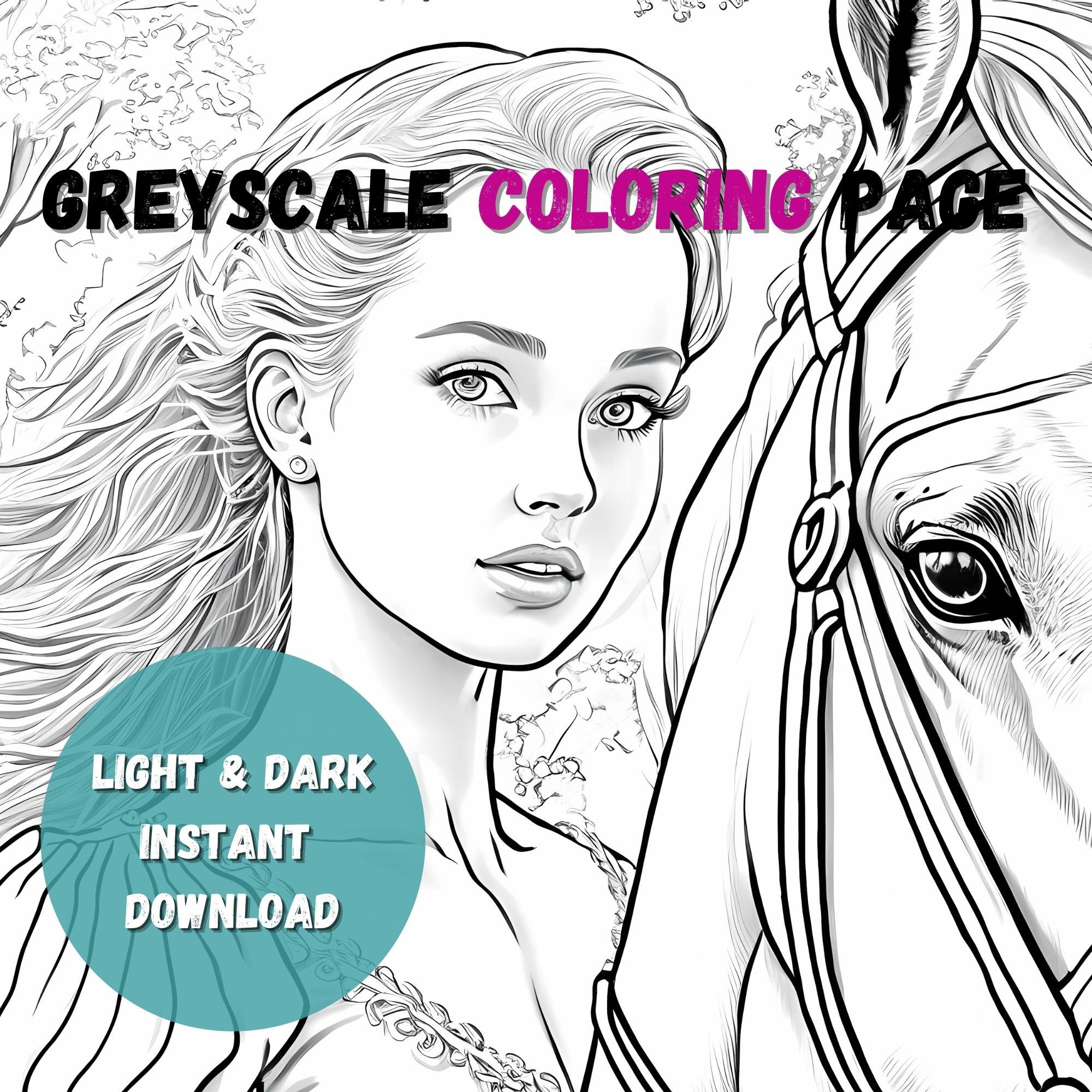 Greyscale Coloring Page for Adults Instant Digital Download (PDF File ...