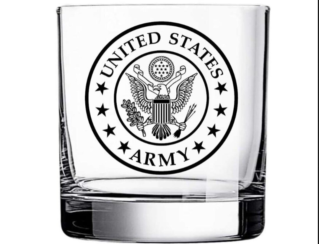 Custom Army Whiskey Glass | Engraved Military Seal | Personalized Gift ...