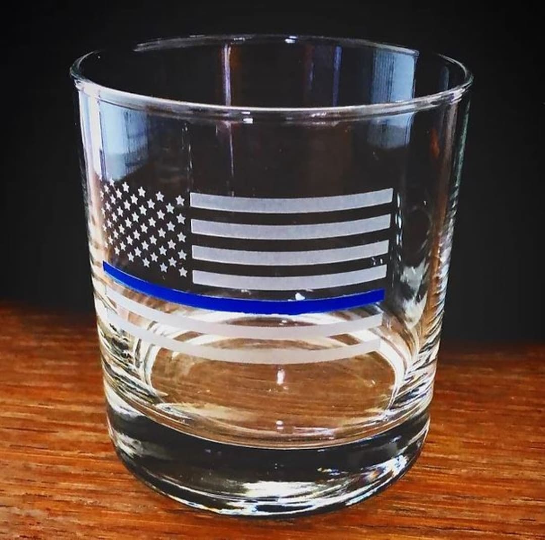 Personalized Thin Blue Line Whiskey Glass – Engraved Police Gift - Etsy