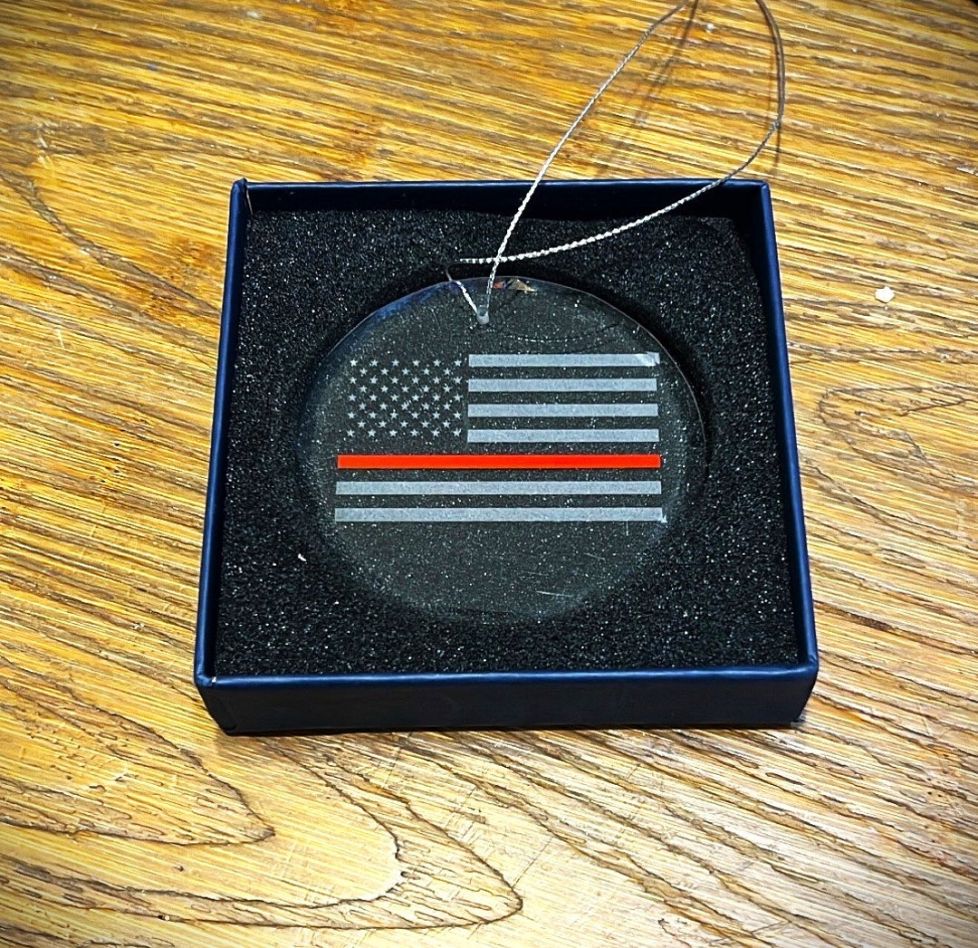 Personalized Thin Red Line Christmas Ornament – Engraved Firefighter ...