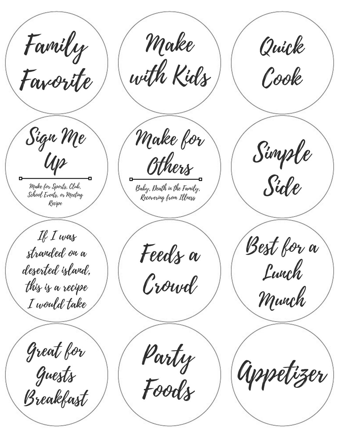 Recipe Stickers: Label Your Recipes - Menu Planner - Printable Recipe ...