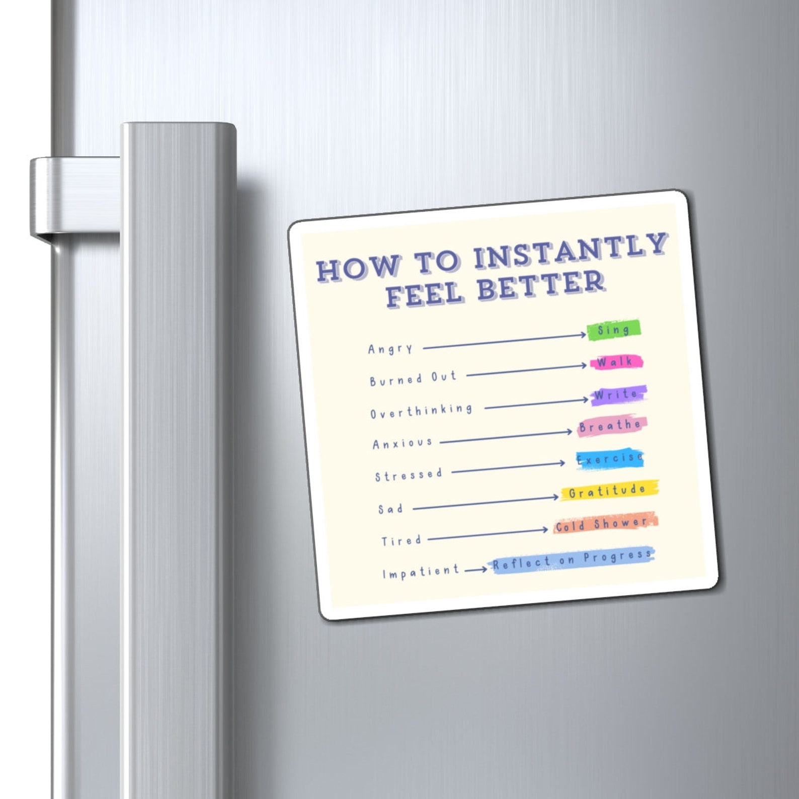How to Instantly Feel Better Magnet(4" X 4" or 6" X 6"), Self-care ...