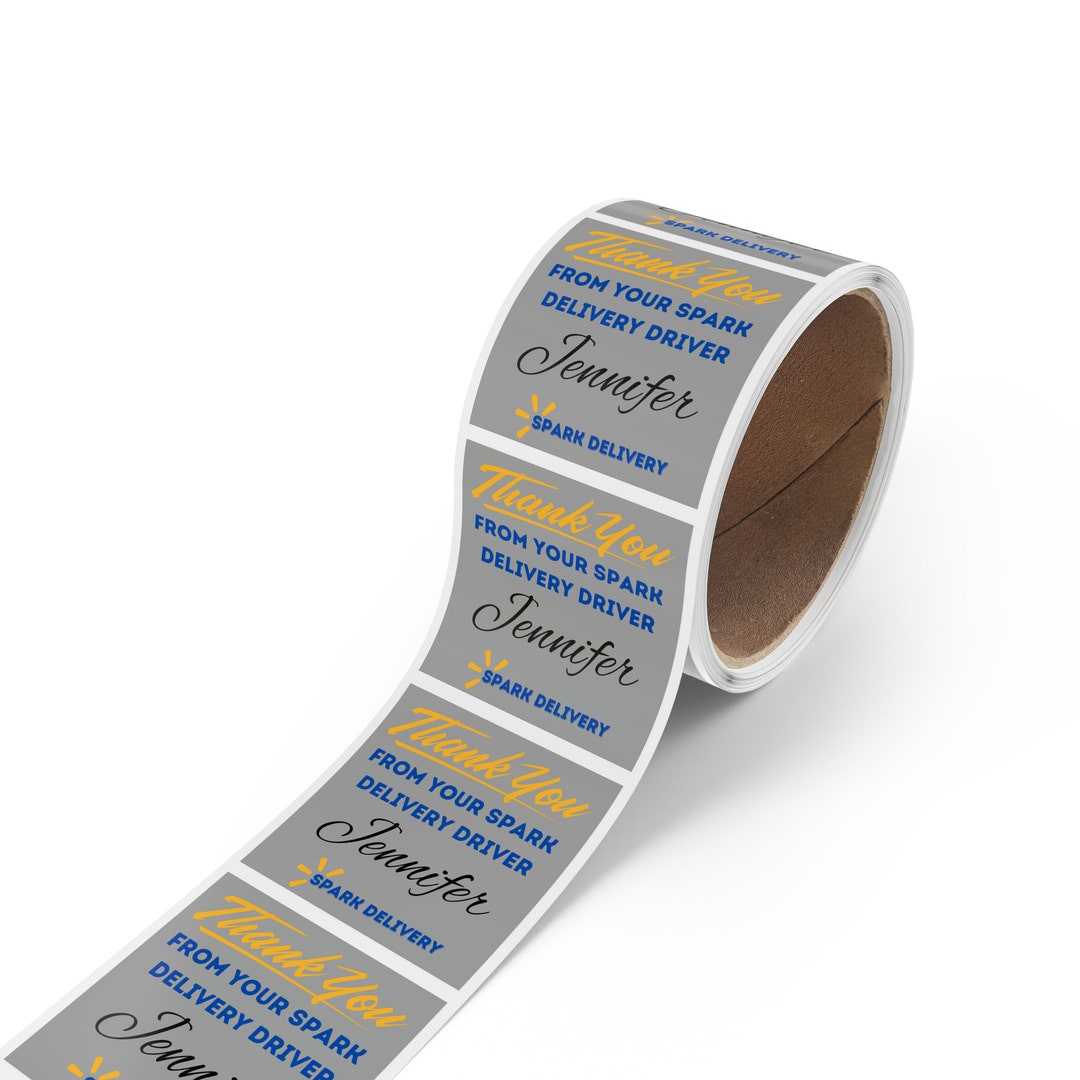 Spark Driver Stickers, Thank You 2 Inch by 2 Inch Square Sticker Label ...