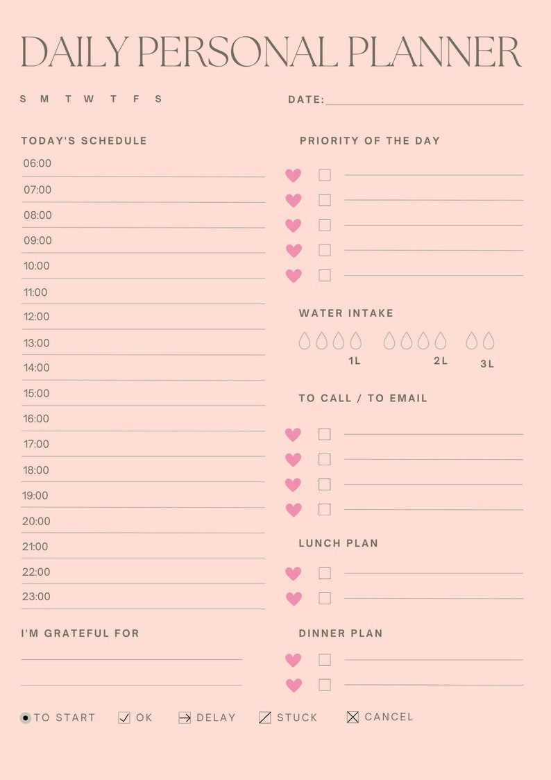 Daily Personal Planner - Etsy