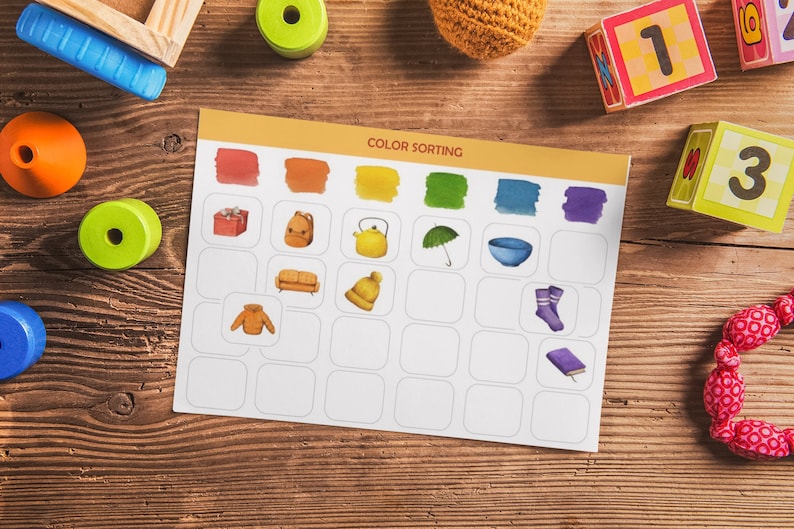 Printable Montessori Color Sorting Activity for Toddlers, Preschool ...