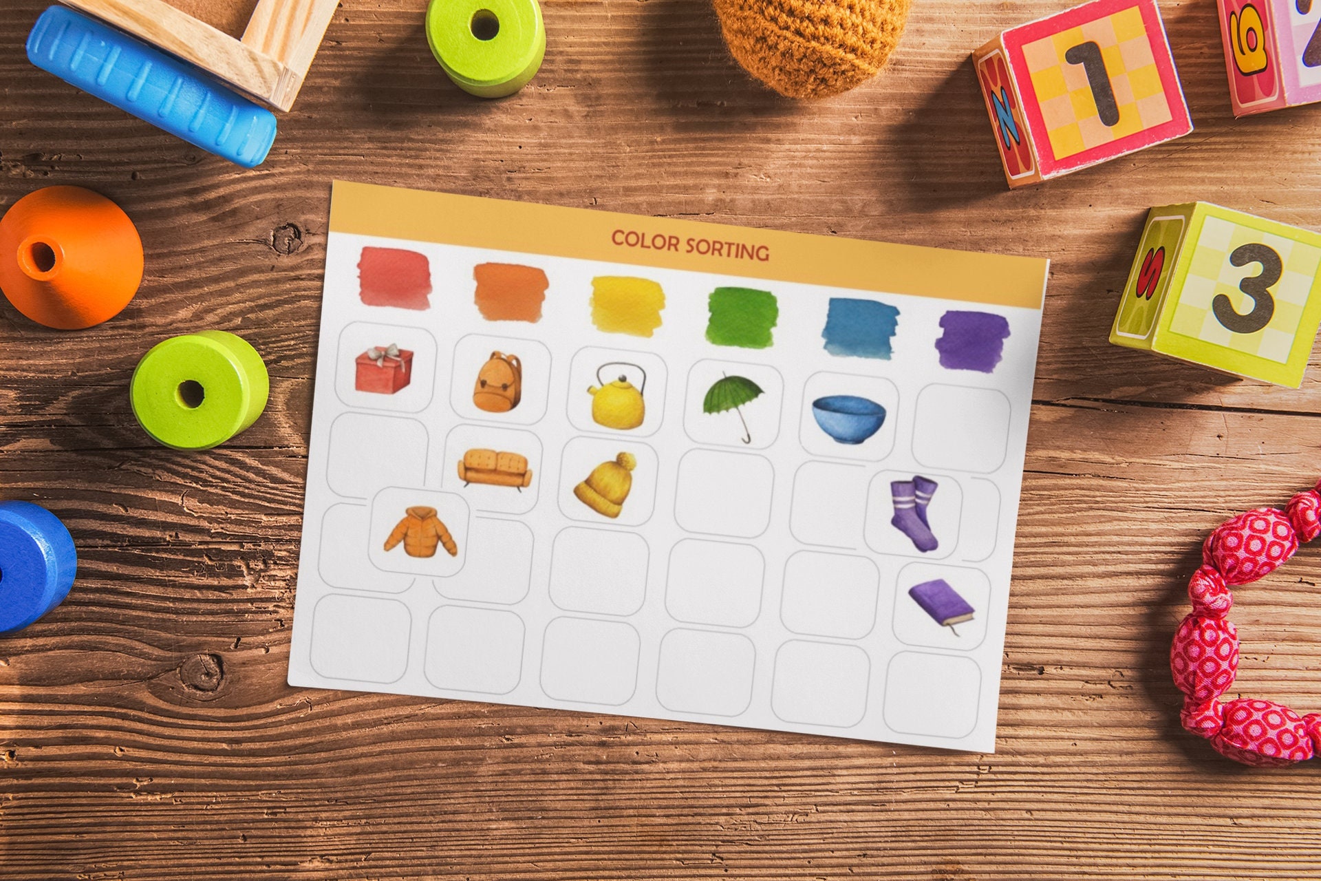 Printable Montessori Color Sorting Activity for Toddlers, Preschool ...