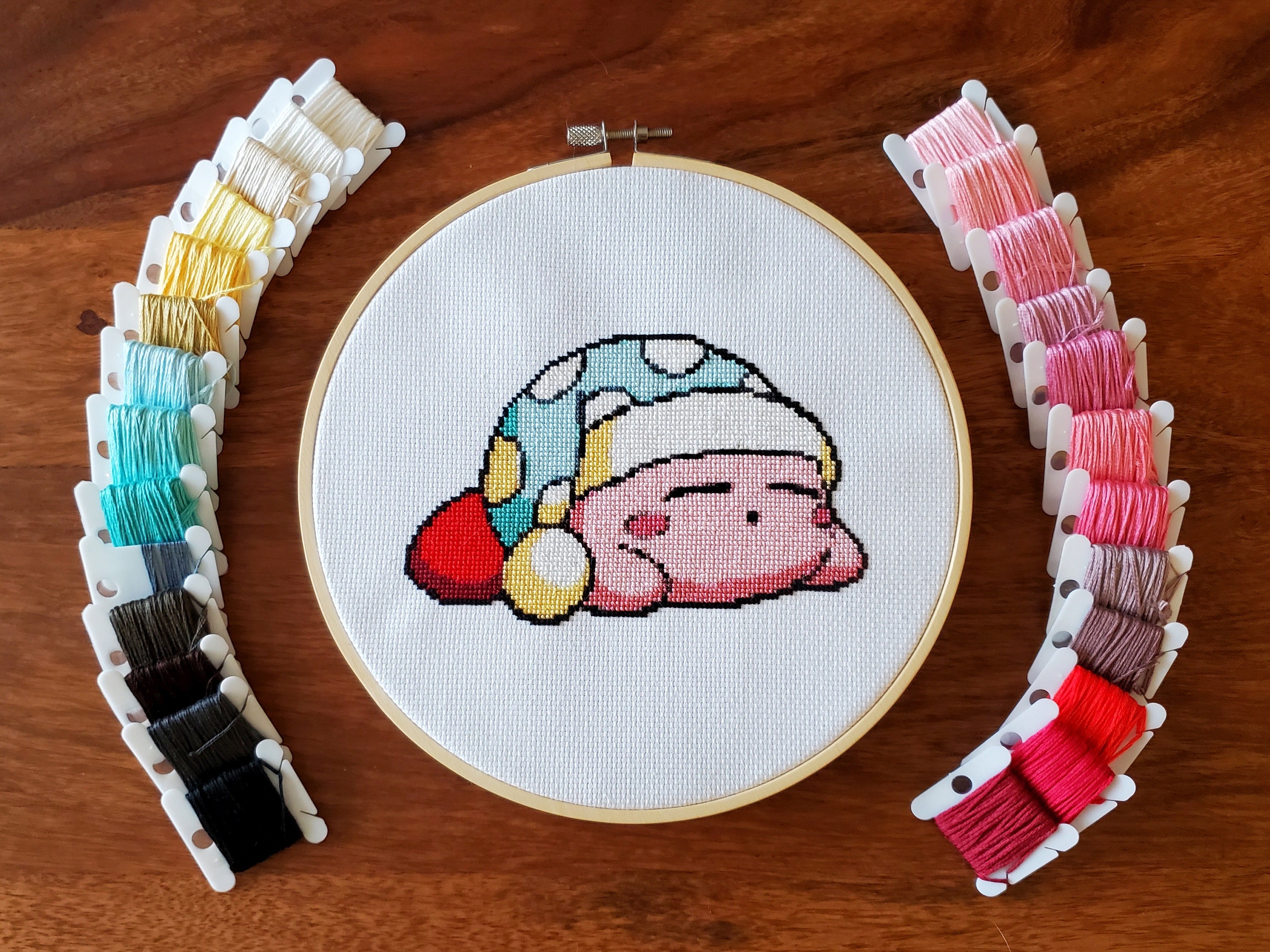Sleepy Kirby Cross Stitch Pattern, Video Game Cross Stitch Pattern - Etsy
