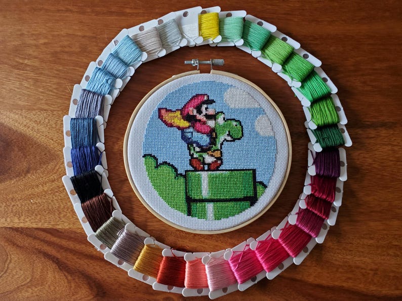 Mario and Yoshi Cross Stitch Pattern, Video Game Cross Stitch Pattern ...