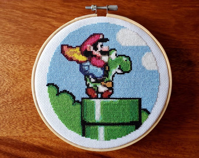 Mario and Yoshi Cross Stitch Pattern, Video Game Cross Stitch Pattern ...