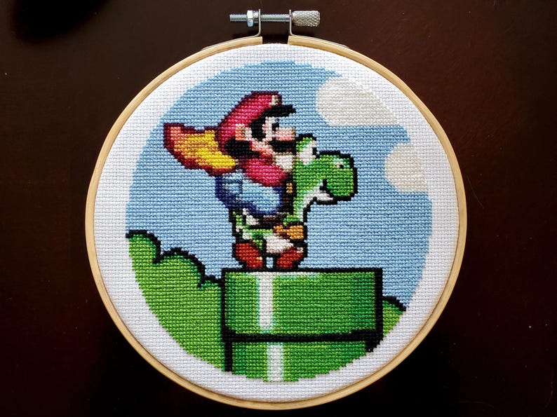 Mario and Yoshi Cross Stitch Pattern, Video Game Cross Stitch Pattern ...